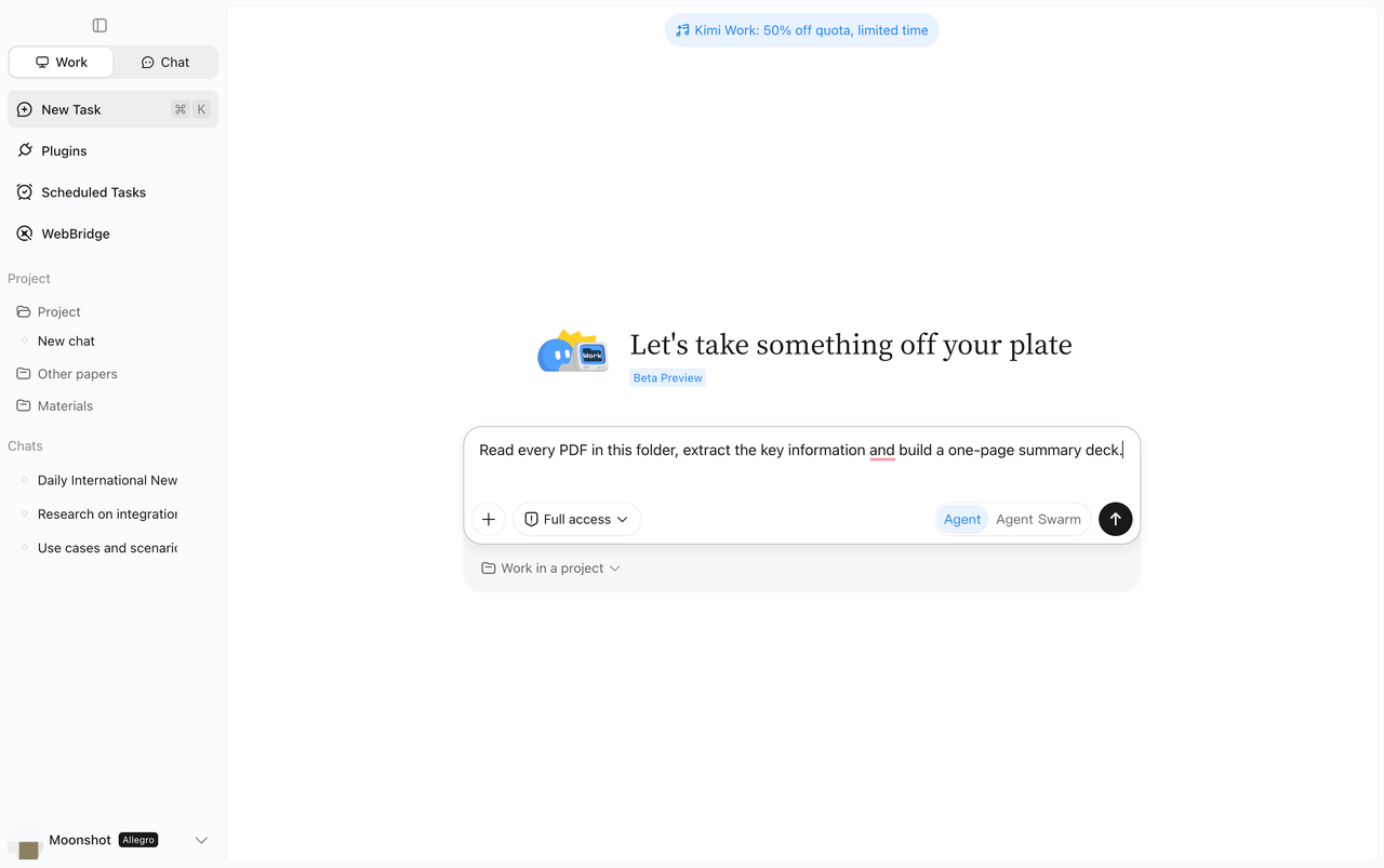 Kimi Work: The Local AI Agent for Your Desktop